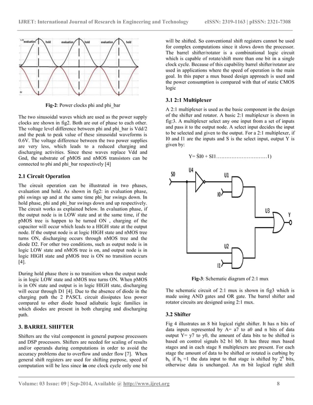 Design of low power barrel shifter and rotator using two phase clocked adiabatic static cmos ...