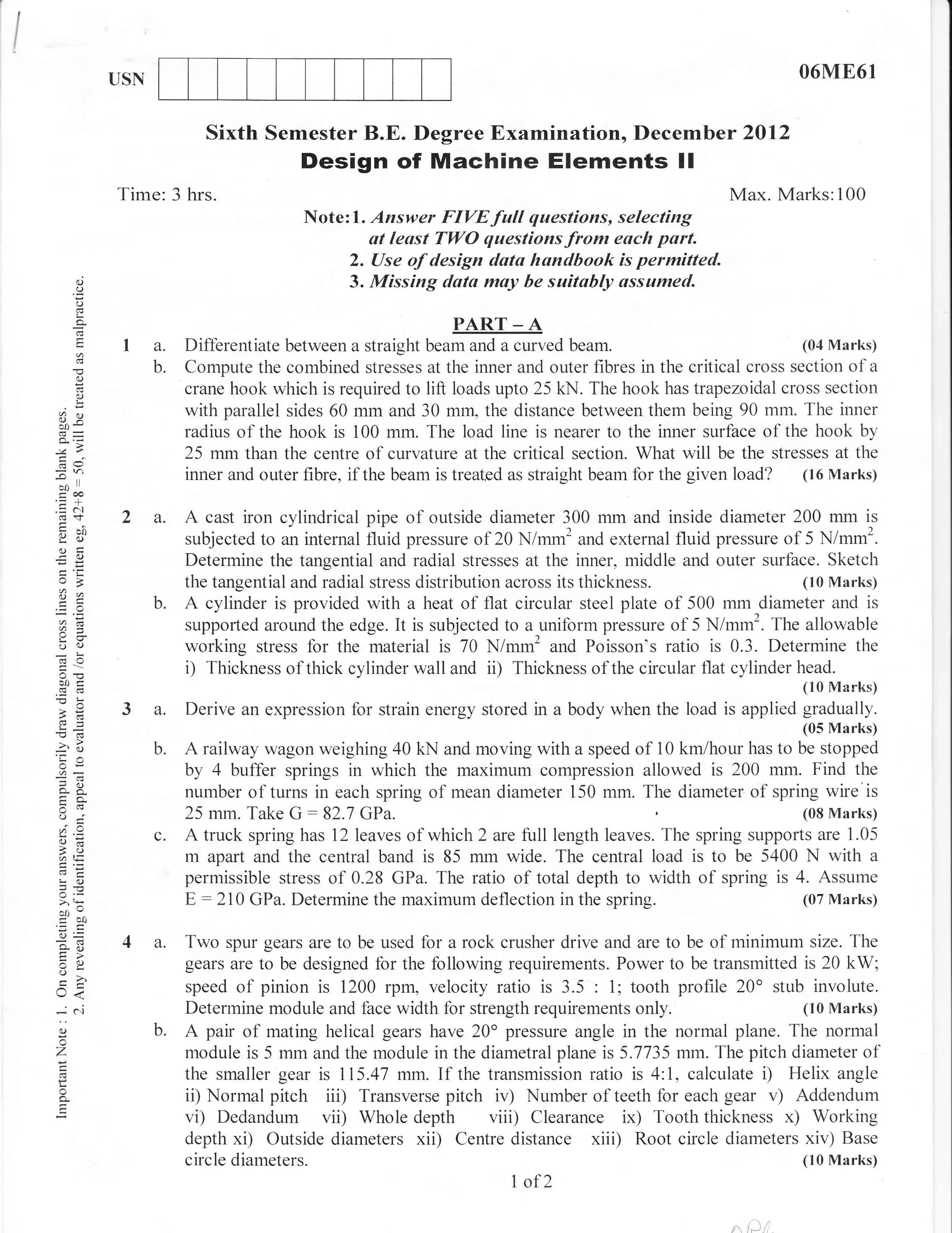 Design of machine elements ii | PDF