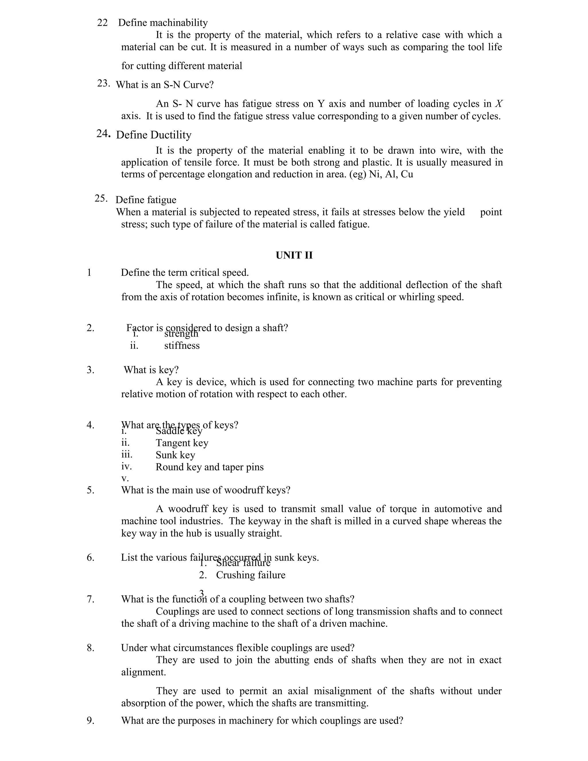 Design of machine_elements 2 marks with answer | DOC