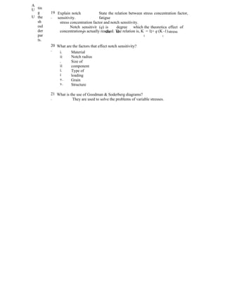 Design of machine_elements 2 marks with answer | DOC