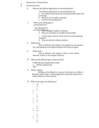 Design of machine_elements 2 marks with answer | DOC