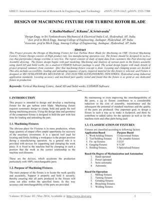 Design of machining fixture for turbine rotor blade | PDF