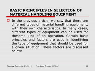 Design of material handeling equipment | PPT