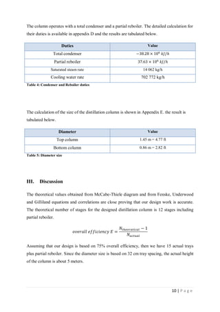 Design of Methanol Water Distillation Column | PDF