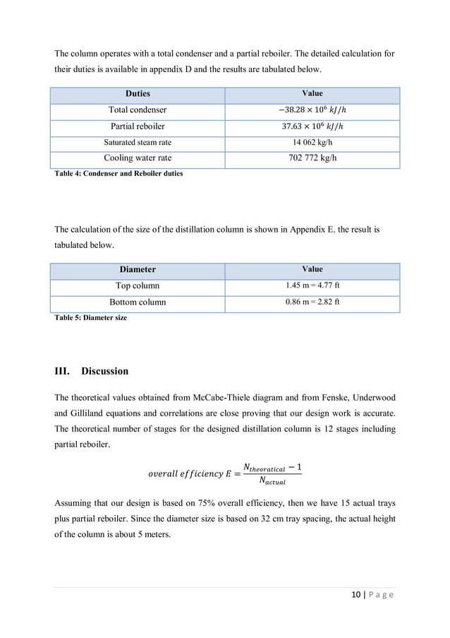 Design of Methanol Water Distillation Column | PDF
