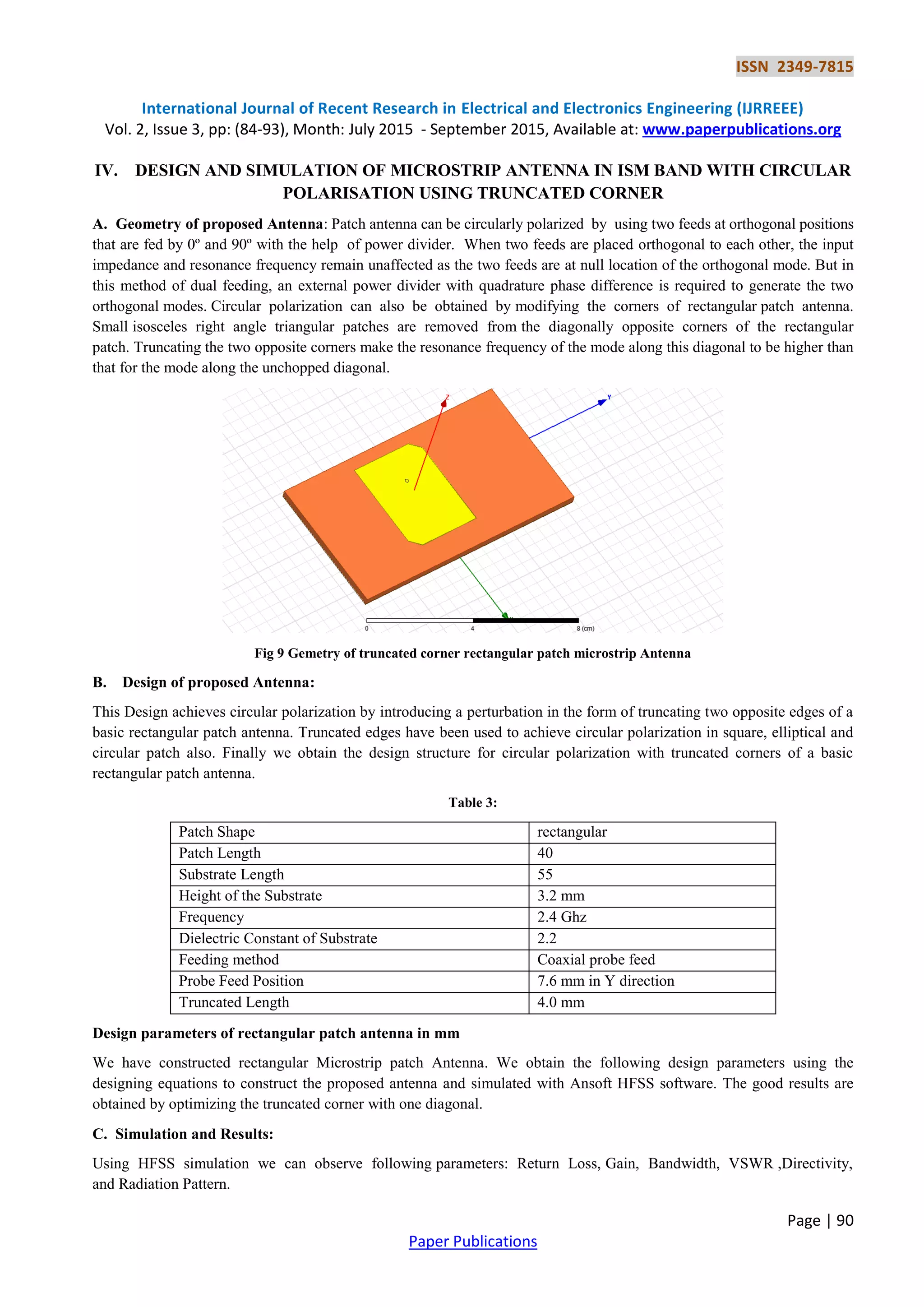 Design of Micro strip Antenna in Ism Band with Polarization Diversity and Frequency Agility | PDF