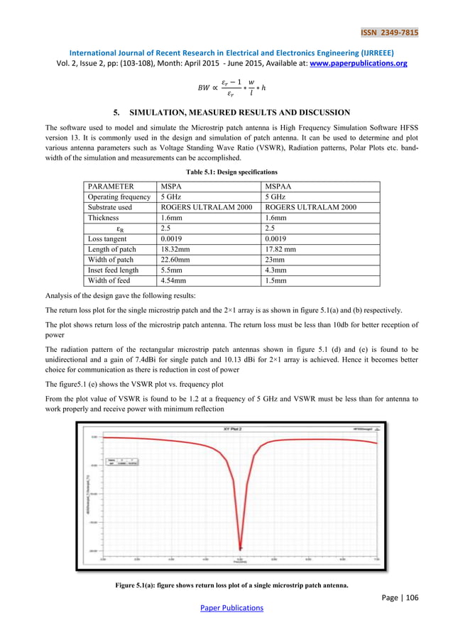 Design of Micro Strip Patch Antenna Array | PDF