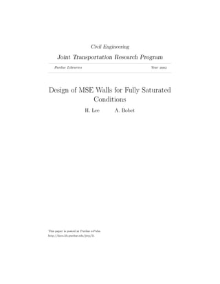 Design of mse walls for fully saturated conditions | PDF