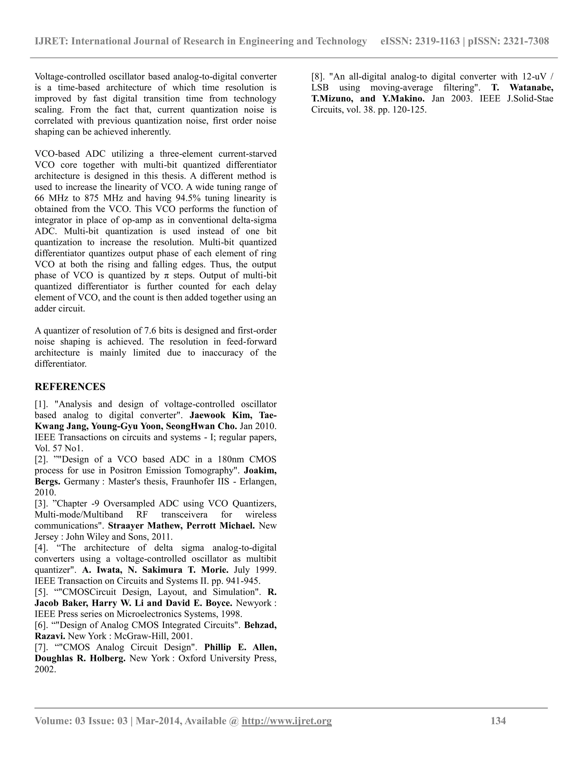 Design of multi bit multi-phase vco-based adc | PDF