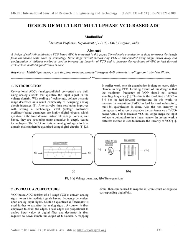 Design of multi bit multi-phase vco-based adc | PDF