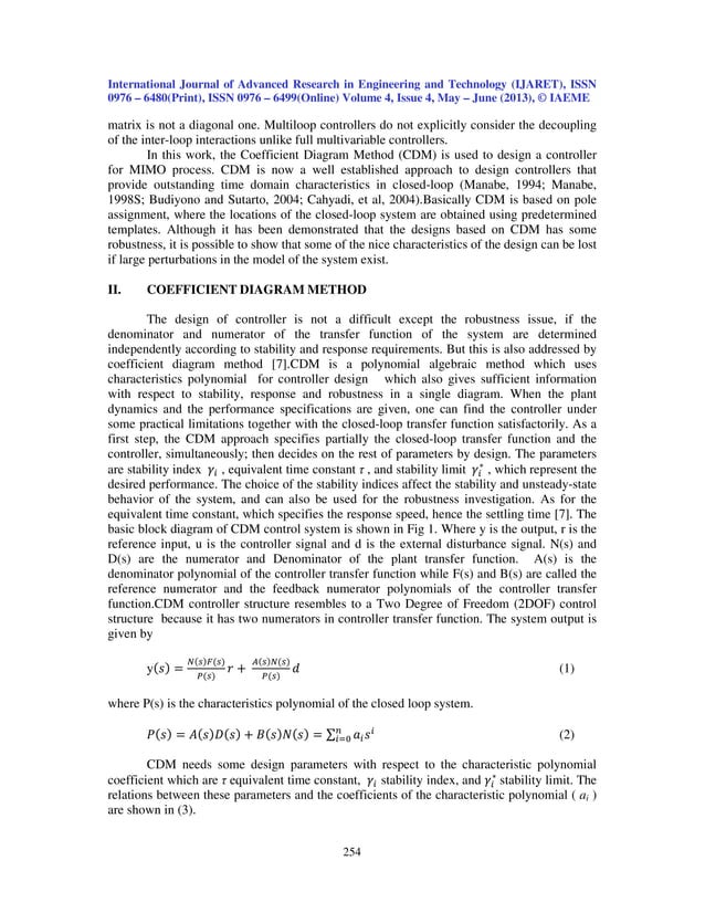 Design Of Multiloop Controller For Multivariable System Using