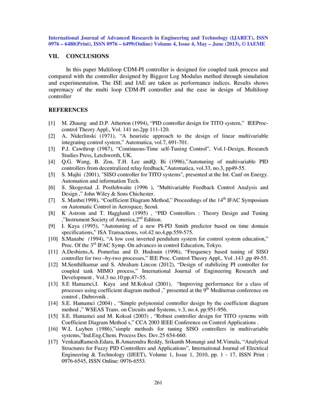 Design Of Multiloop Controller For Multivariable System Using