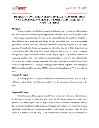 Design of on line interactive data acquisition and control system for embedded real time ...