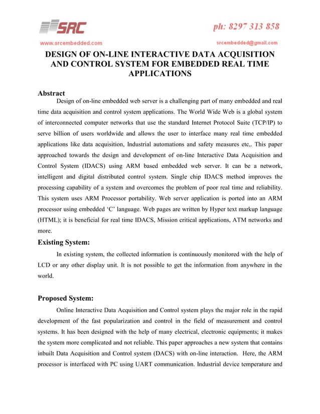 Design of on line interactive data acquisition and control system for embedded real time ...