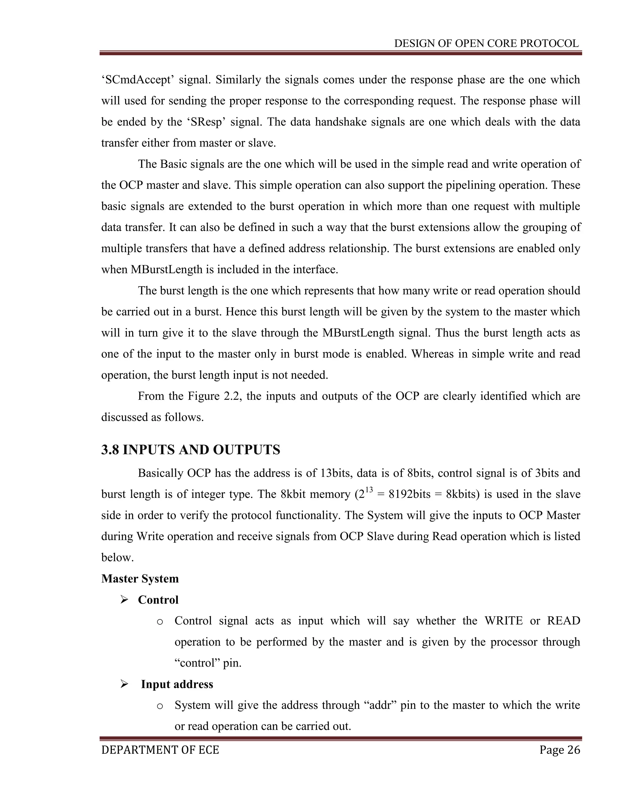 Design Of Open Core Protocol Ocp Docx Computer Networking Computing