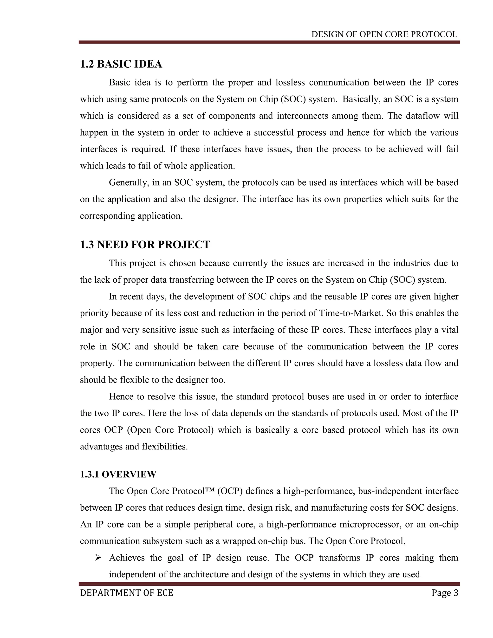 Design Of Open Core Protocol Ocp Docx Computer Networking Computing