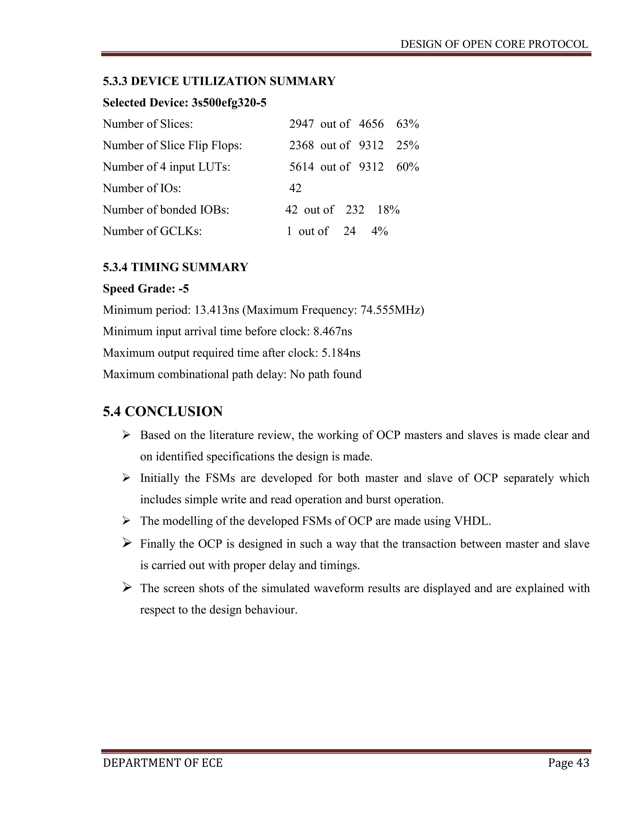 Design Of Open Core Protocol Ocp Docx Computer Networking Computing
