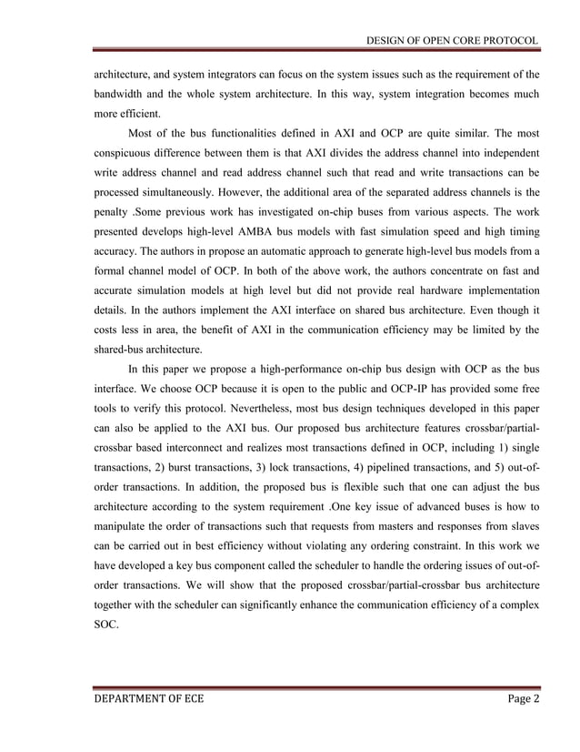 Design Of Open Core Protocol Ocp Docx Computer Networking Computing