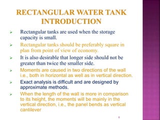 Design of overhead RCC rectangular water tank | PPTX
