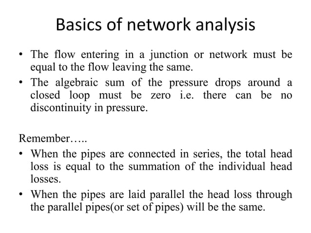 Design of pipe network | PPTX | Chemistry | Science