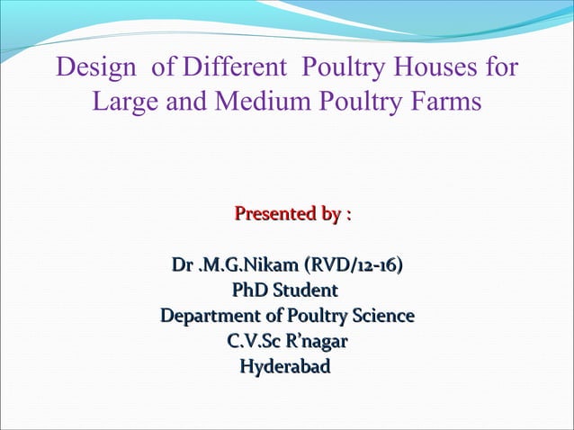Design of poultry houses | PPT