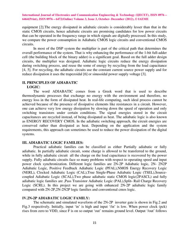 Design of power efficient 4x4 array multiplier using adiabatic logic | PDF