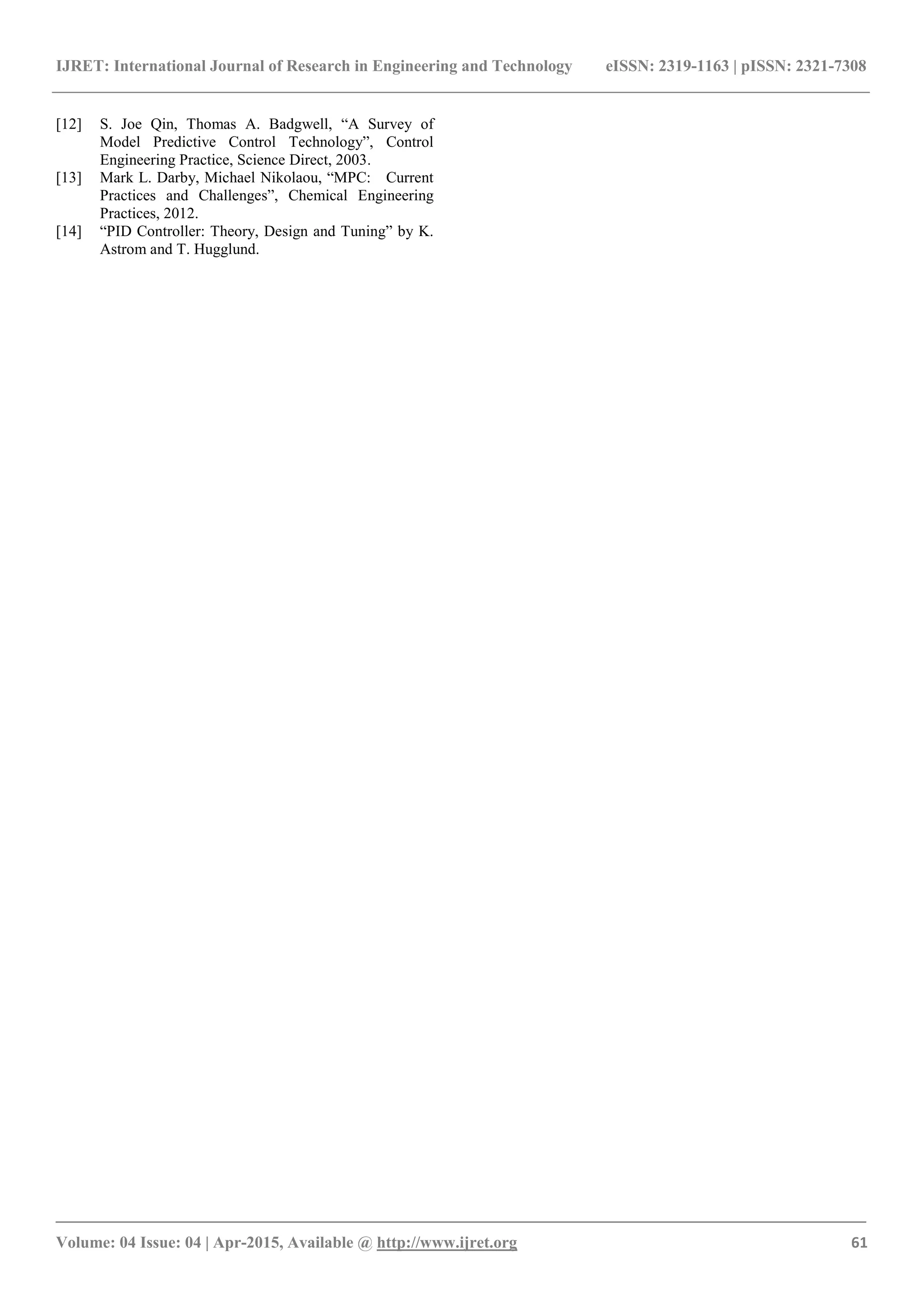 Design of predictive controller for smooth set point tracking for fast ...