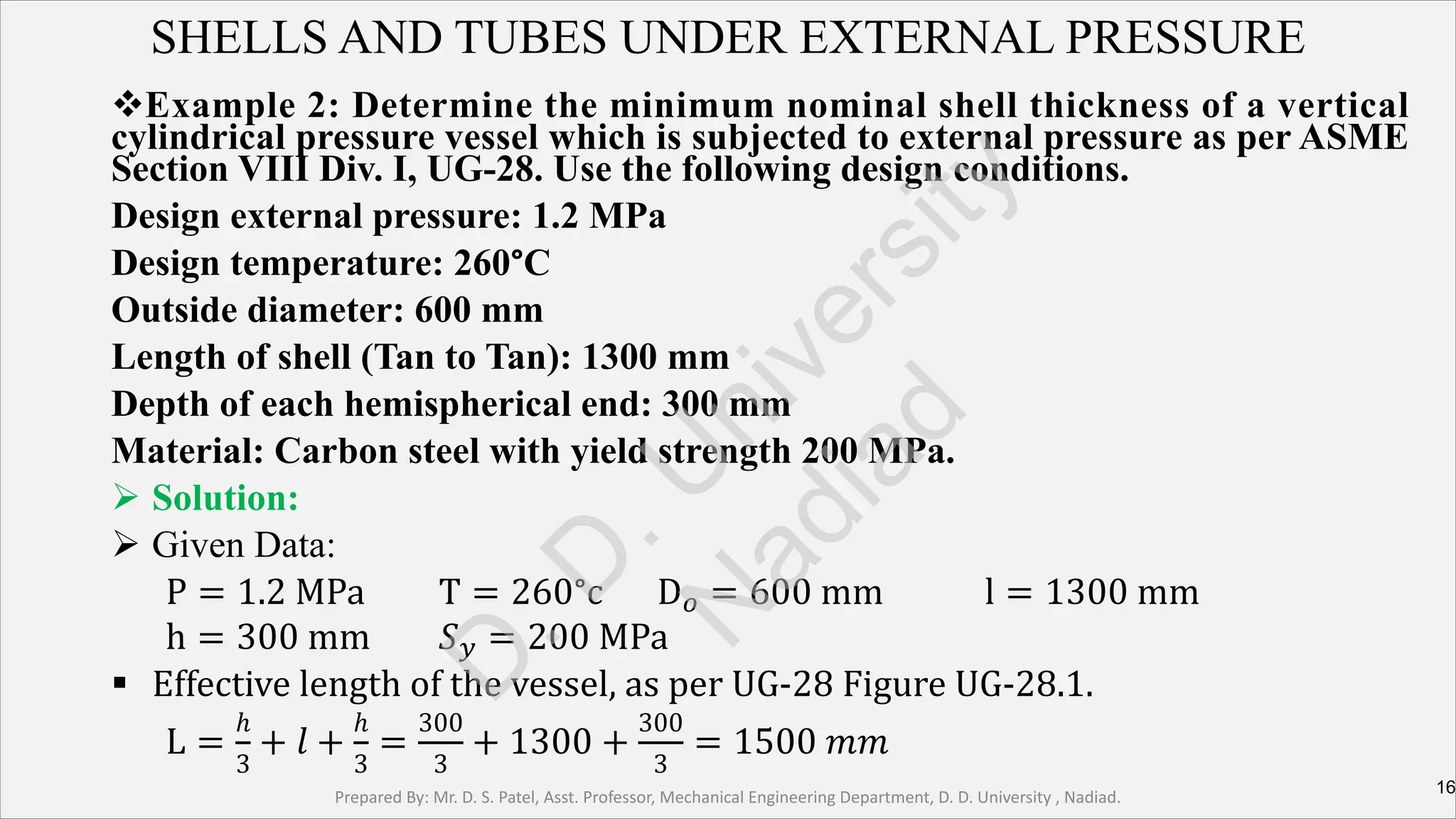 Design of Pressure Vessel Shell Subjected to External Pressure as per ...