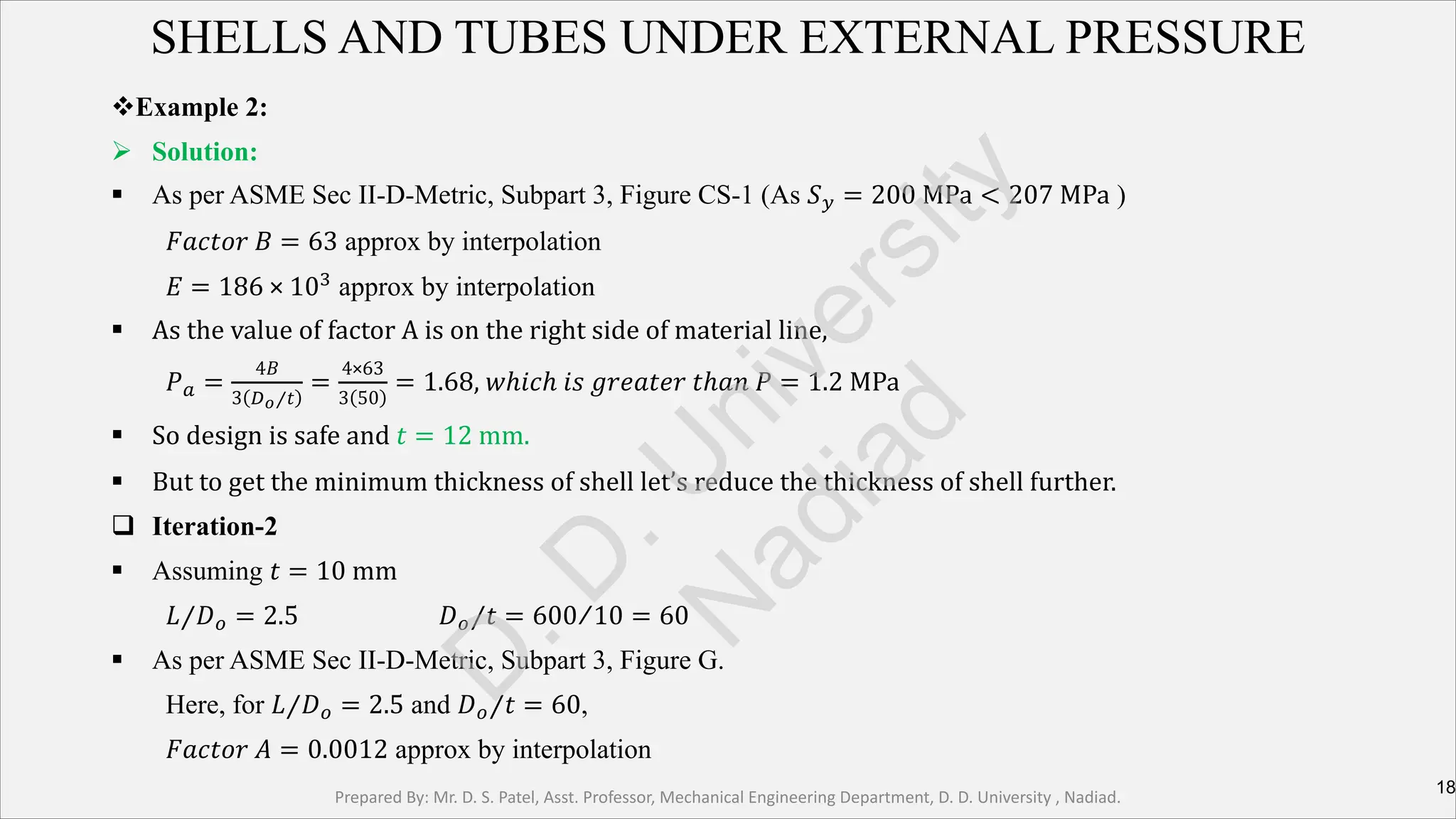 Design of Pressure Vessel Shell Subjected to External Pressure as per ...