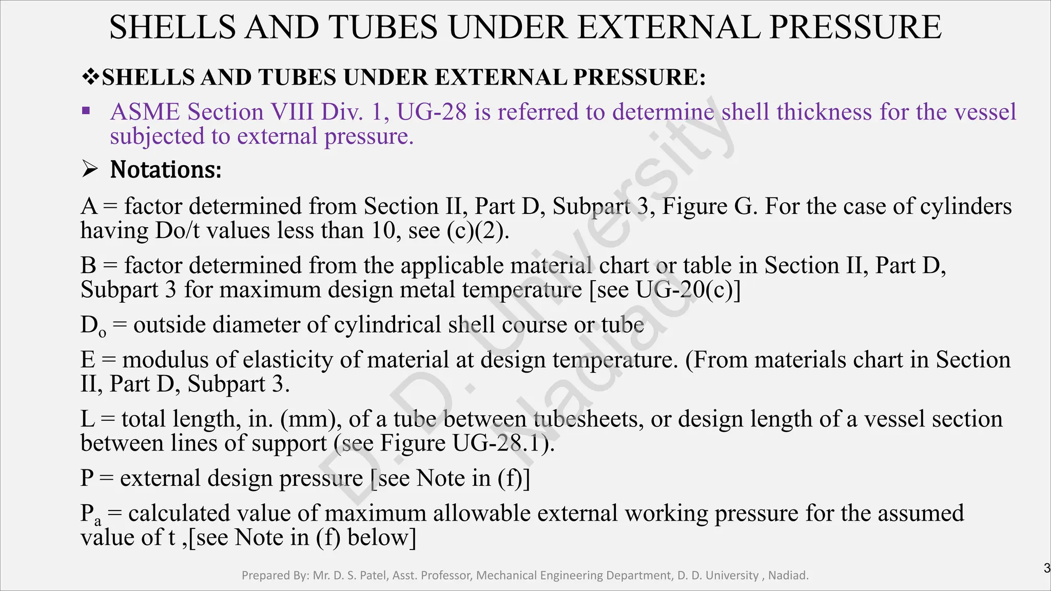 Design of Pressure Vessel Shell Subjected to External Pressure as per ASME BPVC Section VIII Div ...