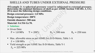 Design of Pressure Vessel Shell Subjected to External Pressure as per ...