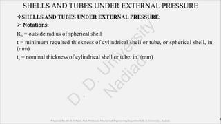 Design of Pressure Vessel Shell Subjected to External Pressure as per ...