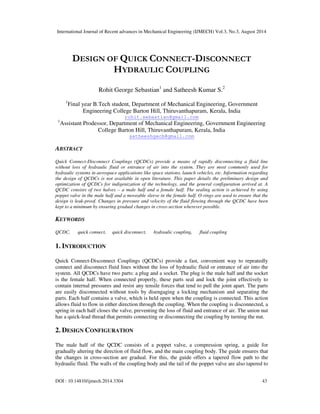 Design of quick connect disconnect hydraulic coupling | PDF