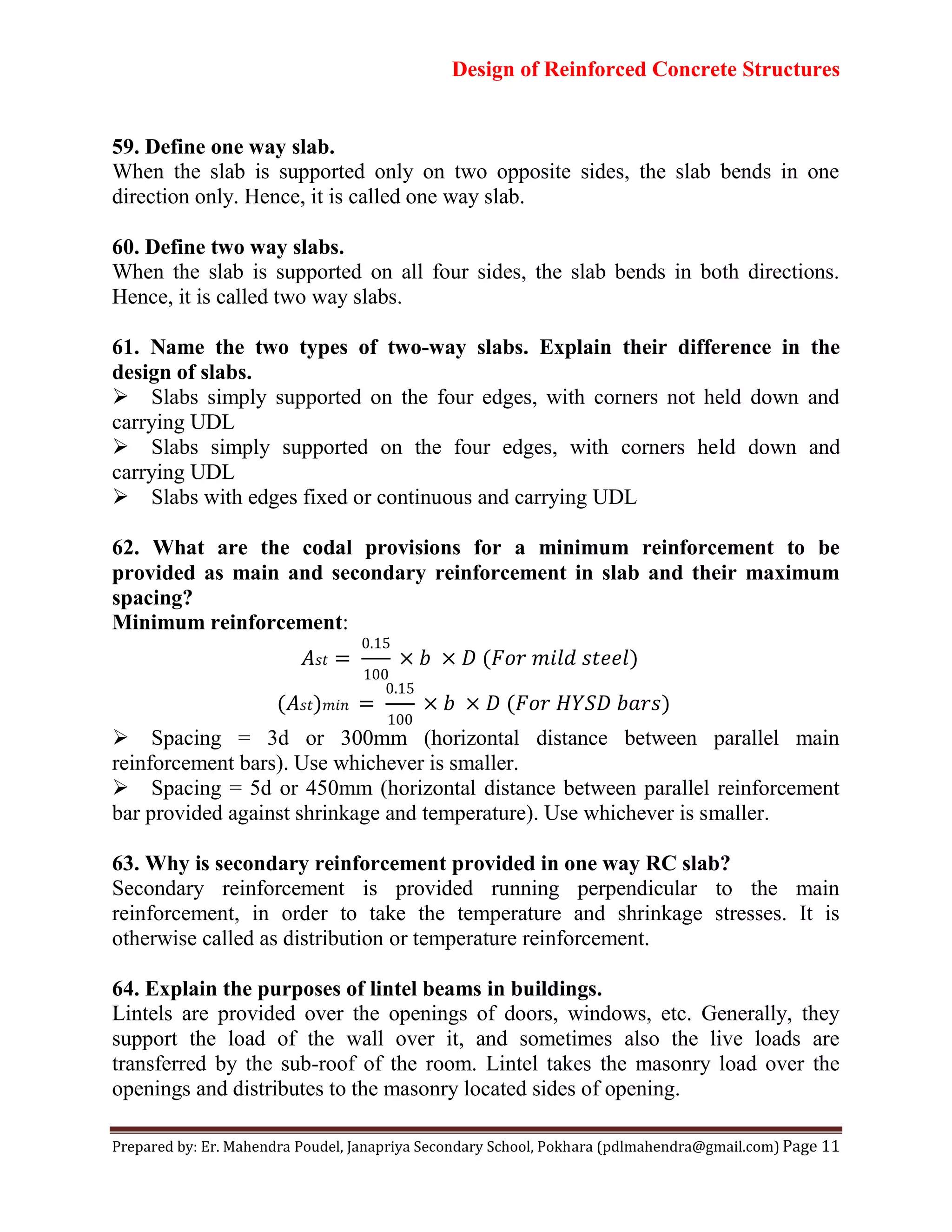Design of rcc structures note | PDF