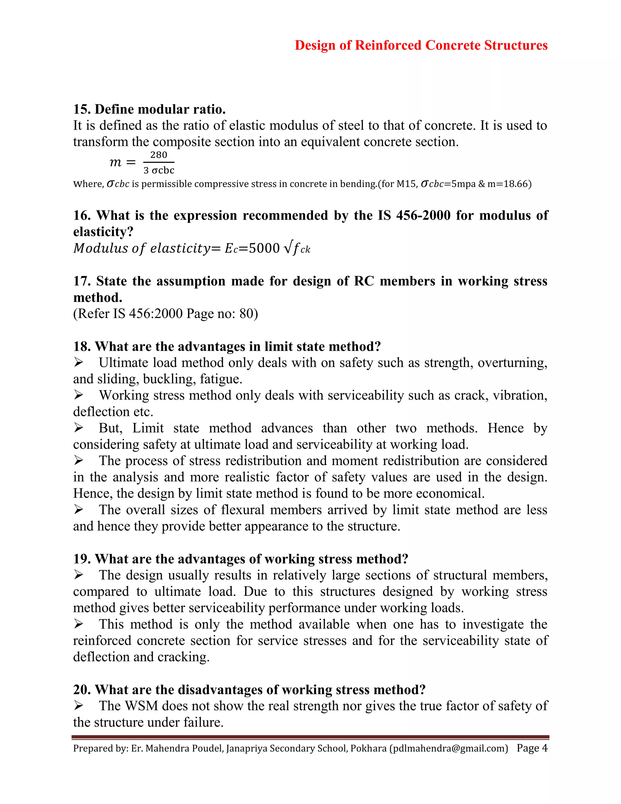 Design of rcc structures note | PDF