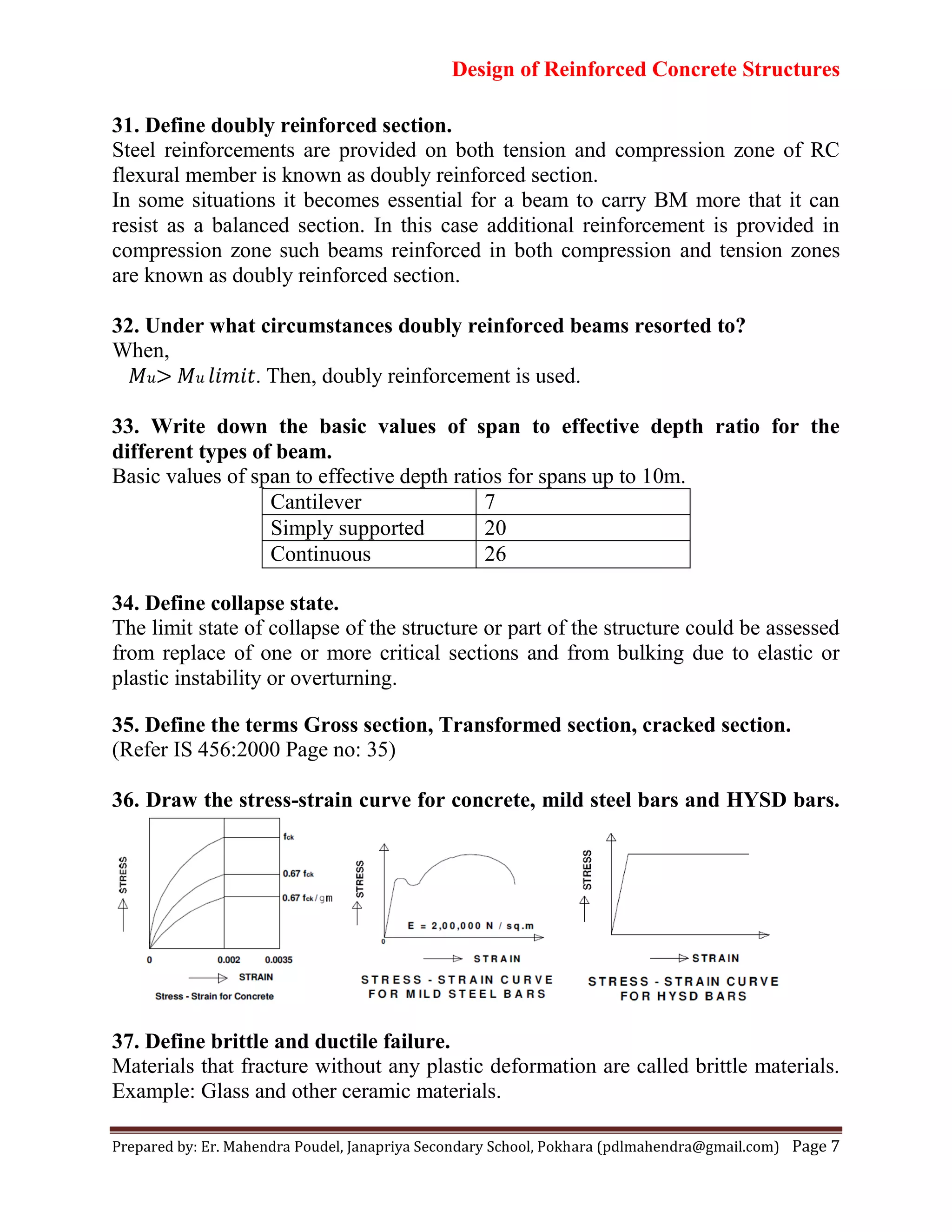 Design of rcc structures note | PDF