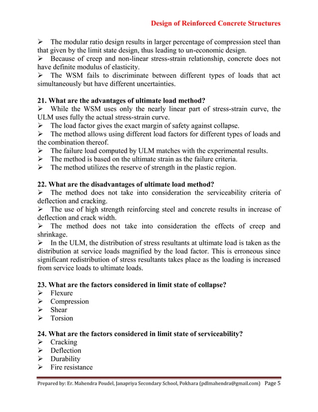 Design of rcc structures note | PDF | Civil Engineering Industry ...
