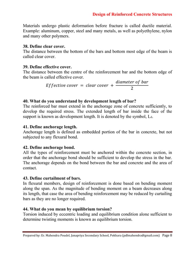 Design of rcc structures note | PDF | Civil Engineering Industry ...