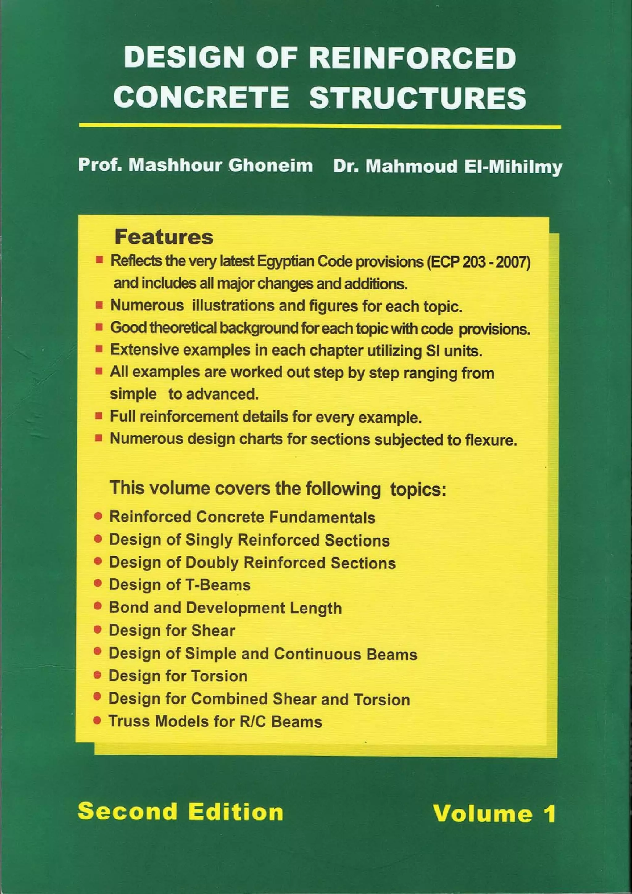 Design of reinforced concrete structure volume 1 - dr. mashhour a ...