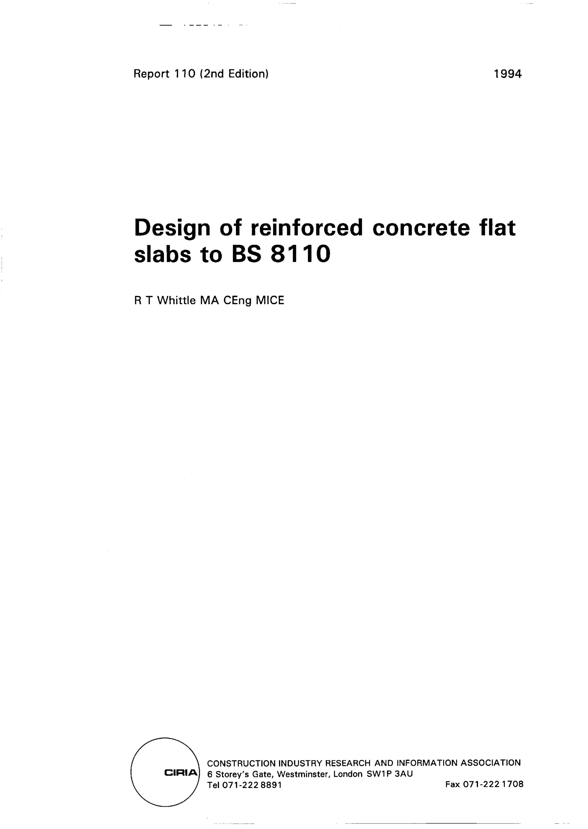 Design of reinforced flat slabs to bs 8110 (ciria 110) | PDF