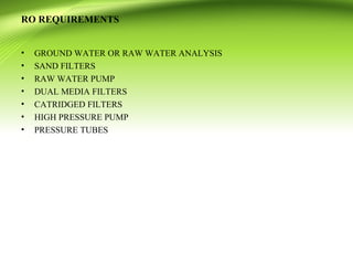 Design of reverse osmosis process plant | PPT