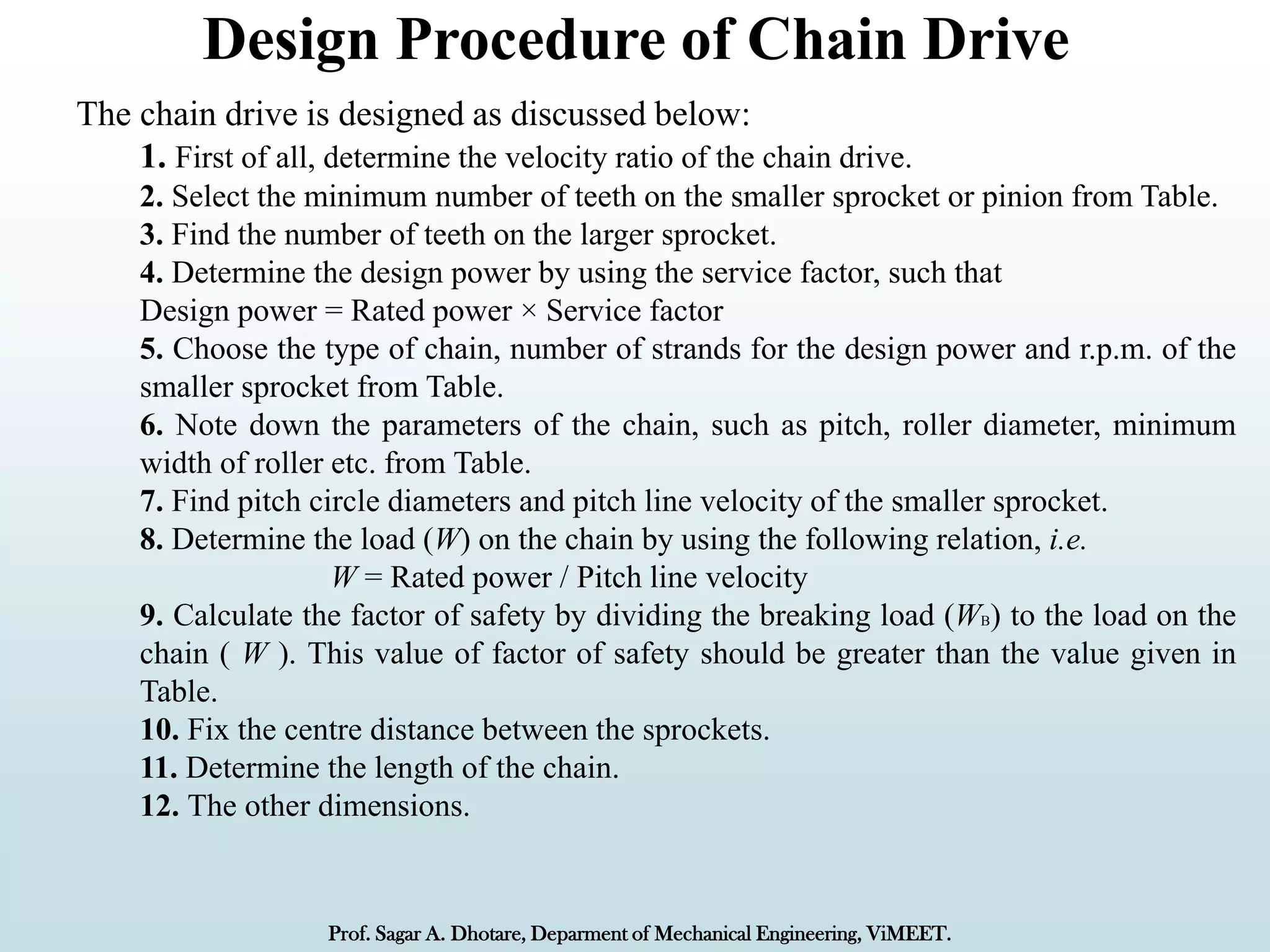 Design of Roller Chain Drive theory by Prof. Sagar A. Dhotare | PDF