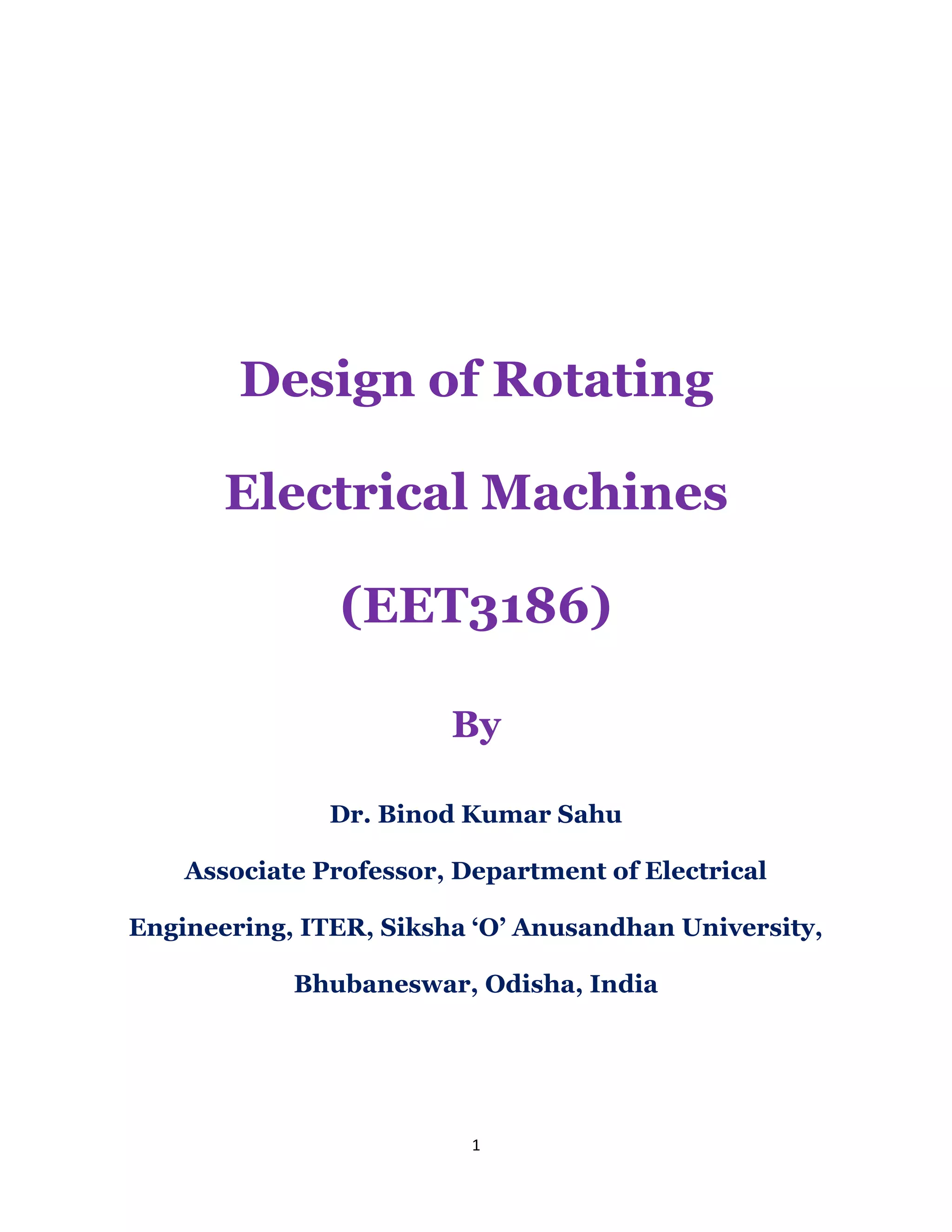 Design of rotating electrical machines | PDF