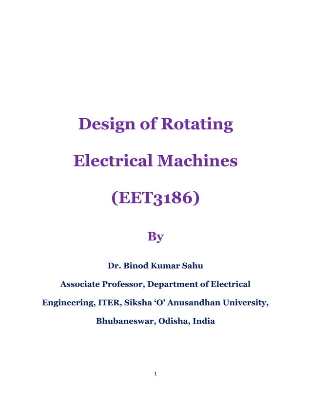 Design of rotating electrical machines | PDF