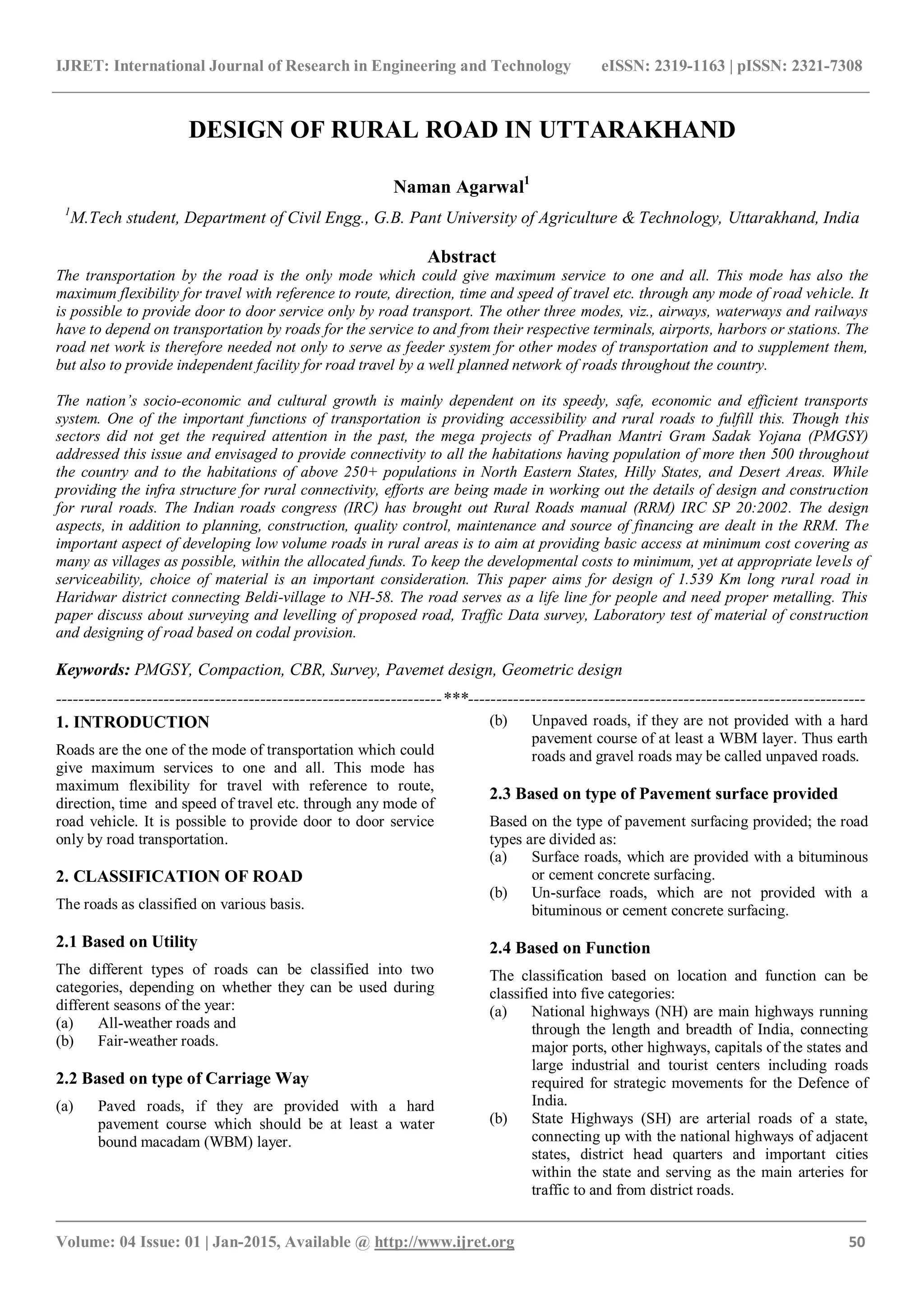 Design of rural road in uttarakhand | PDF