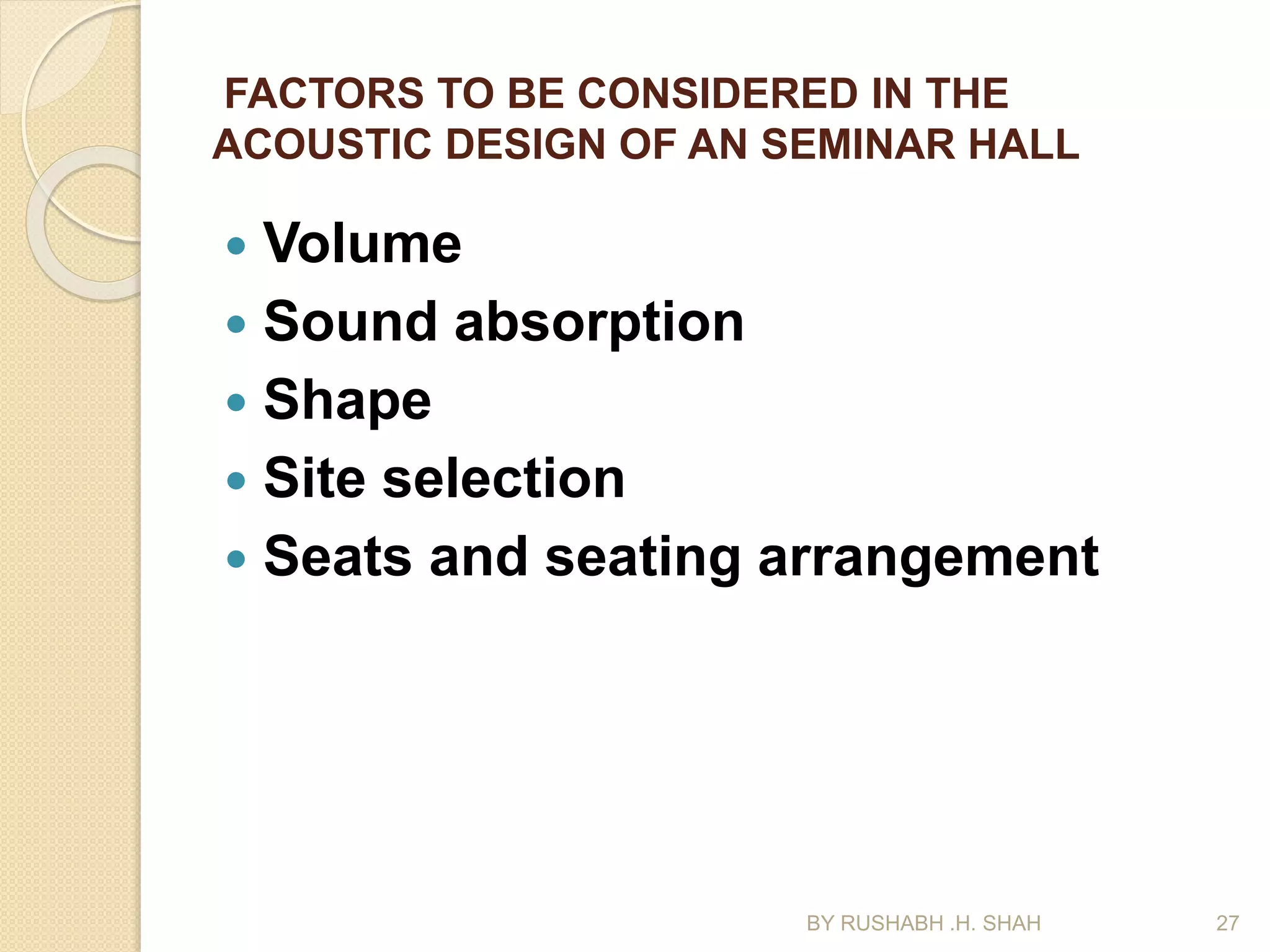 Design of seminar hall | PPTX