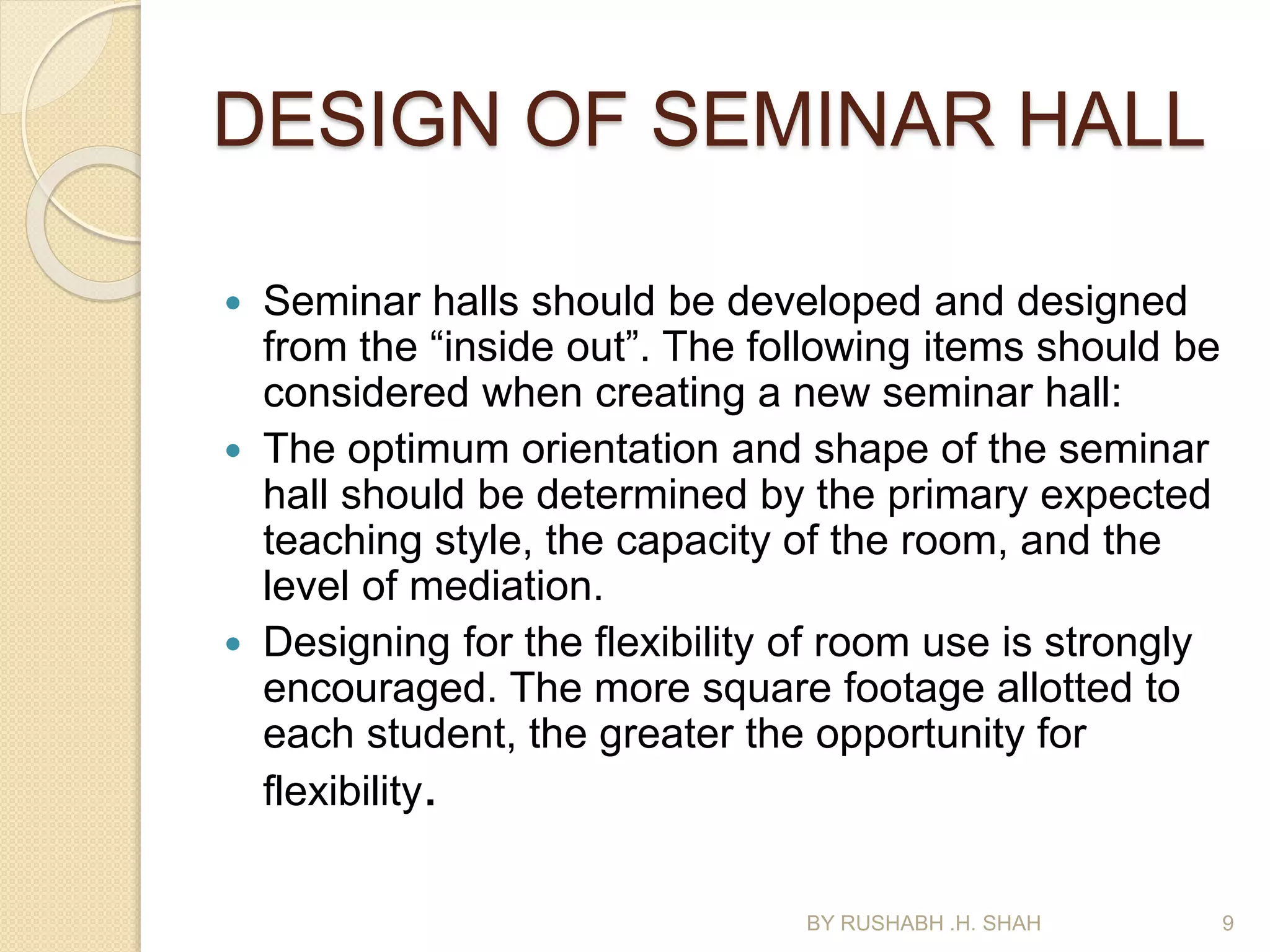 Design of seminar hall | PPTX