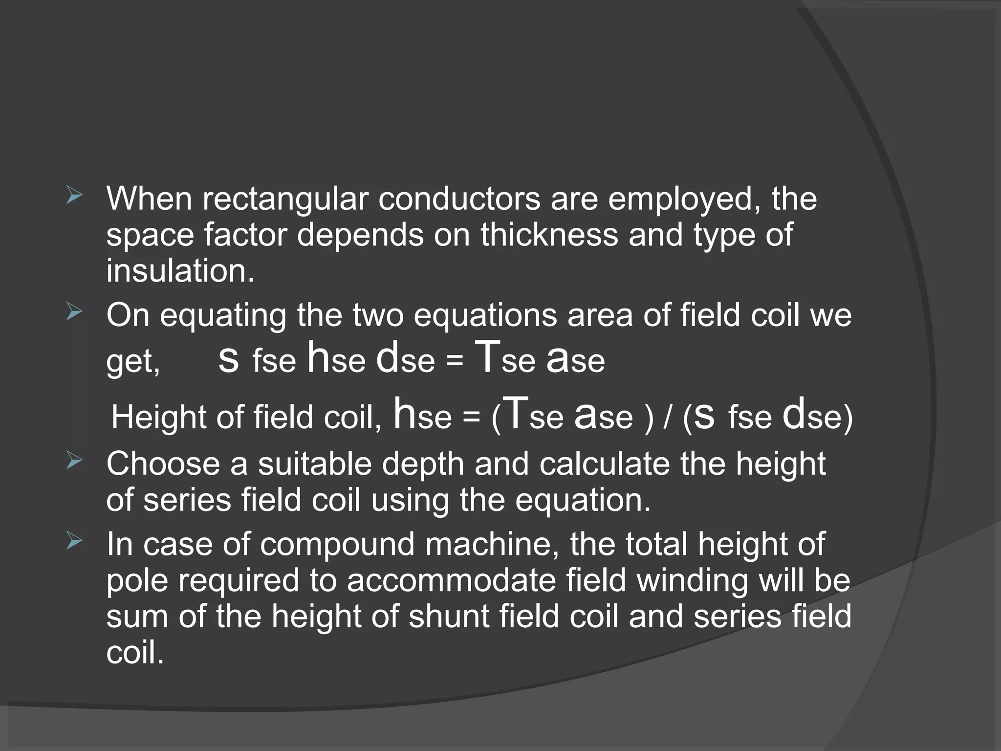 Design of series field winding in d.c. machine | PPT