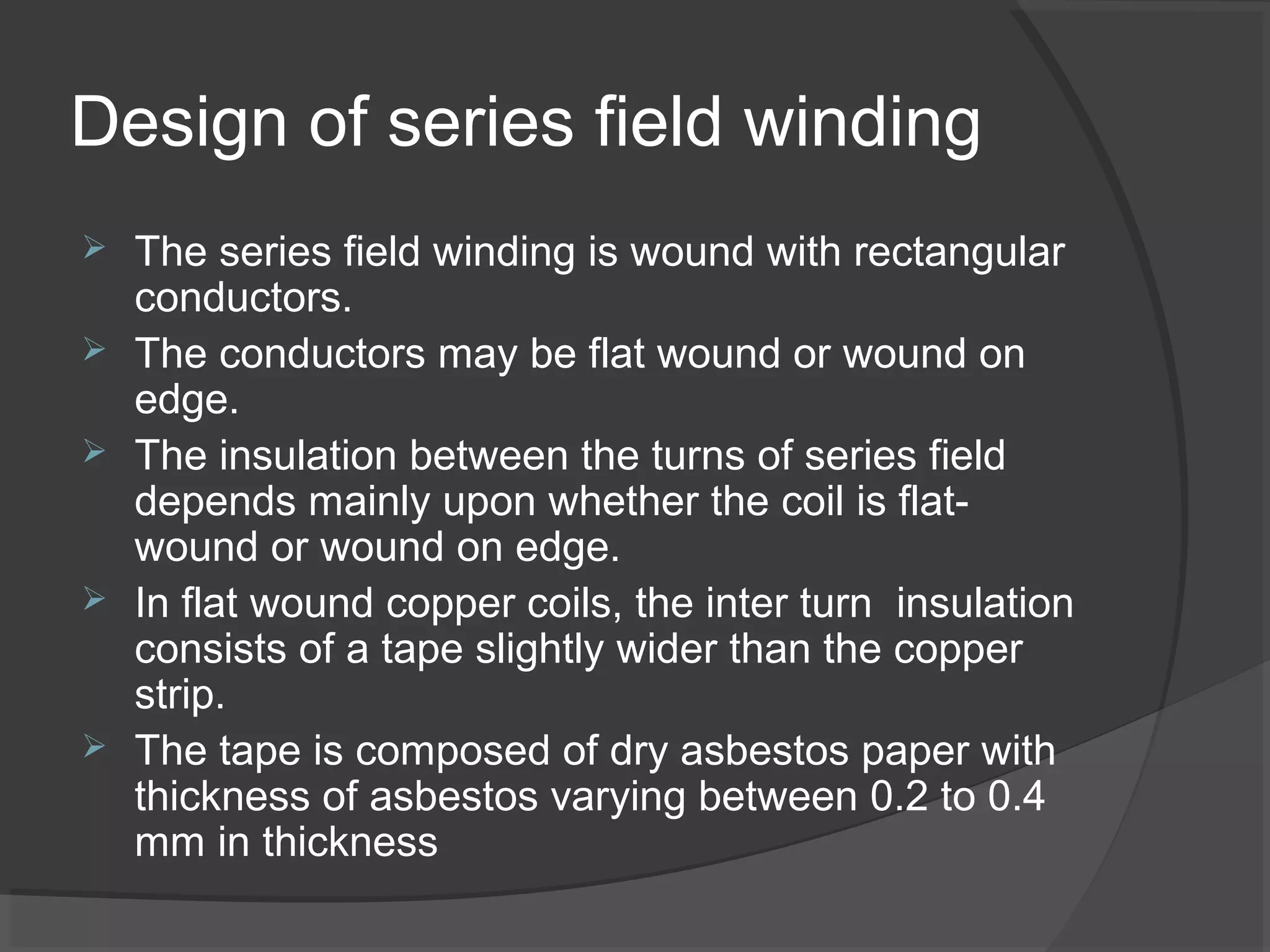 Design of series field winding in d.c. machine | PPT