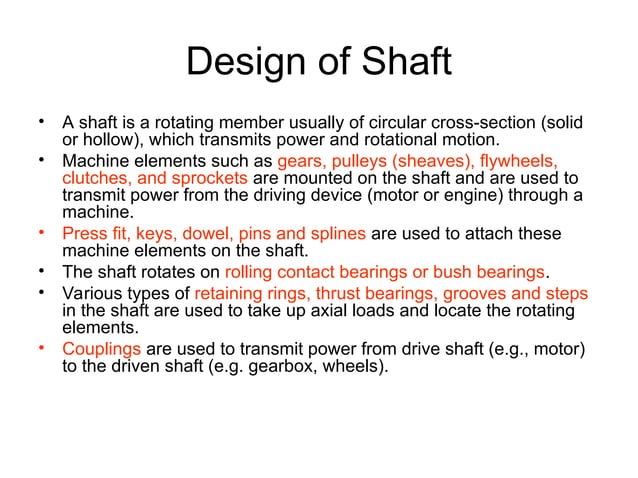 Designing rotating shafts for machinery. | PPT